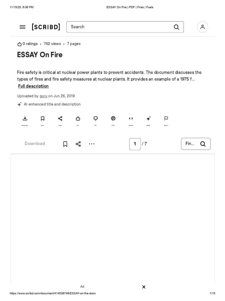 ESSAY On Fire - PDF - Fires - Fuels | PDF | Scribd