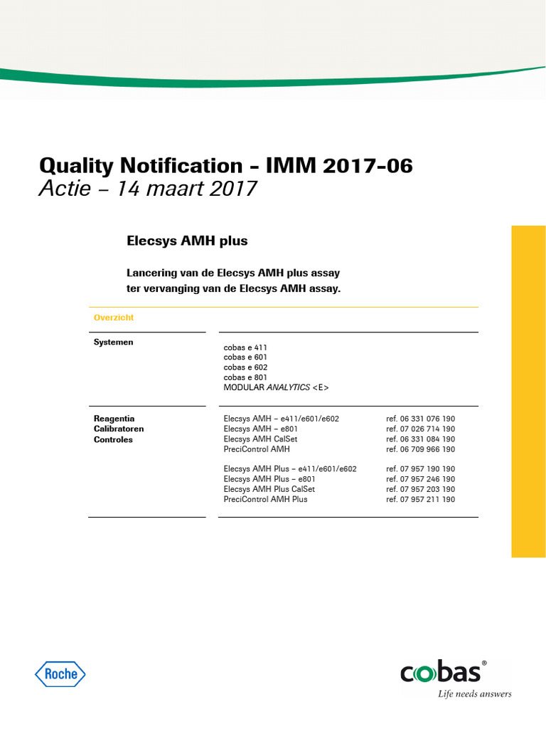 Quality Notification AMH Plus | PDF | Confidence Interval | Detection Limit