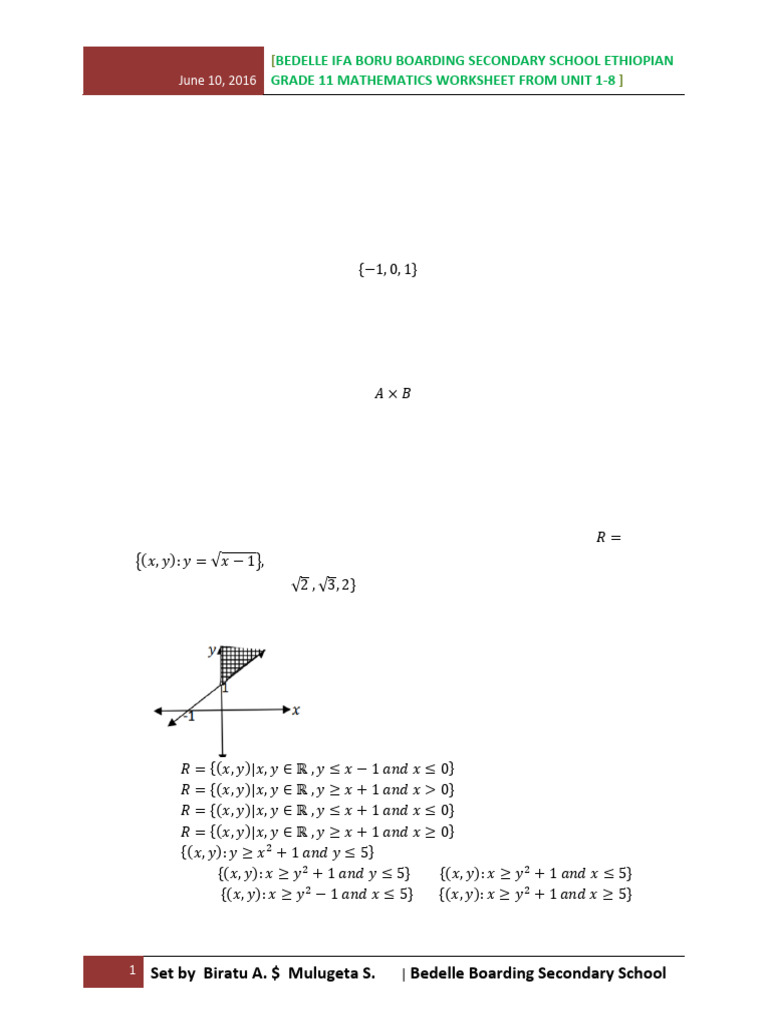 G11-Maths Worksheet from unit 1-8 | PDF | Abstract Algebra | Mathematical Physics