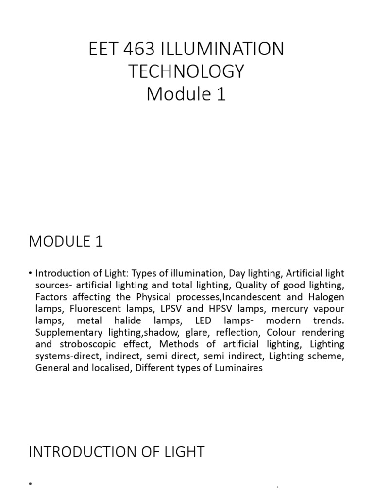 Illumination Module1 Notes | PDF | Incandescent Light Bulb | Lighting