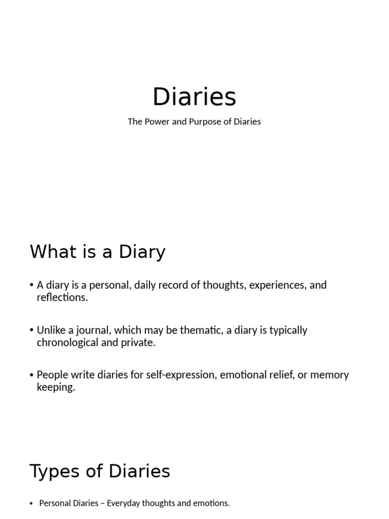 Understanding Diaries: Types and Benefits | PDF