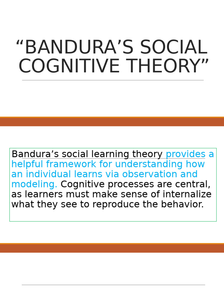 Bandura's Social Cognitive Theory | PDF