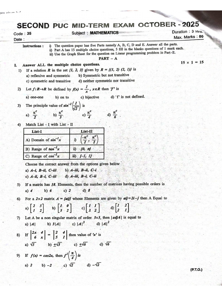 Second Year Midterm Question Paper | PDF