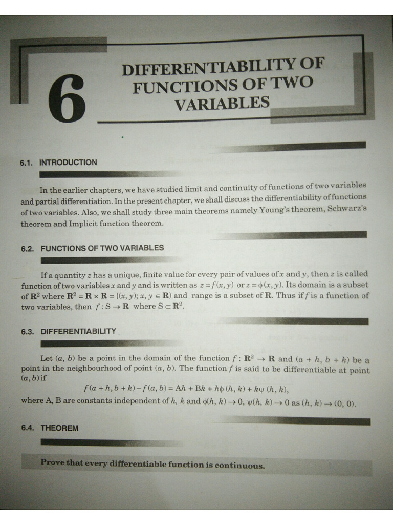 Ac Ch 6 Differentiability Of Functions Of Two Variables Pdf 3189