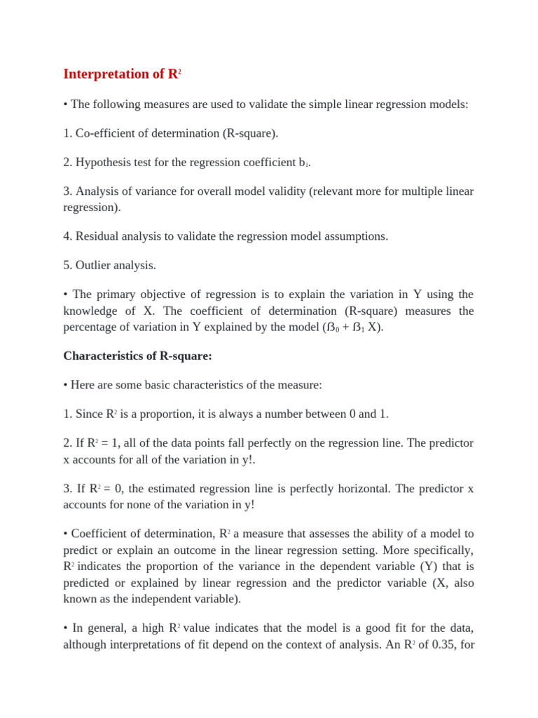 Interpretation of R2 | PDF | Coefficient Of Determination | Linear Regression