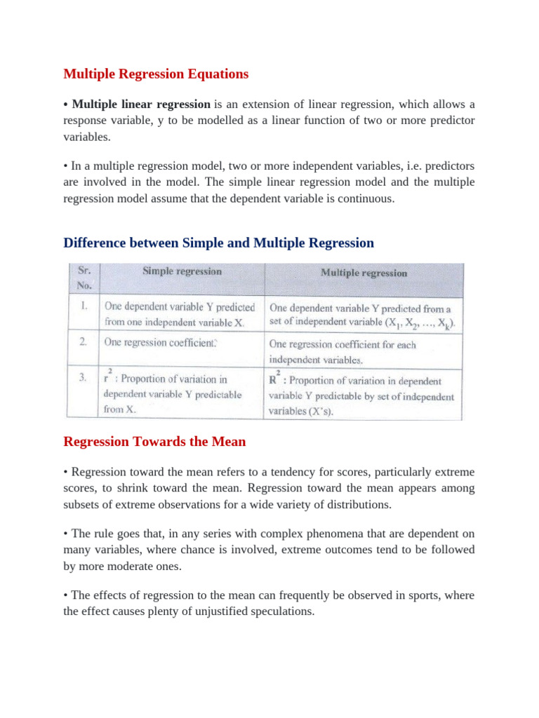 Multiple Regression Equations | PDF | Linear Regression | Regression Analysis