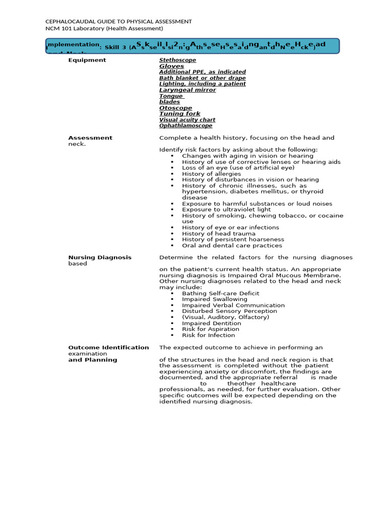 CHECKLIST-HEAD-NECK-1 | PDF | Neck | Human Anatomy