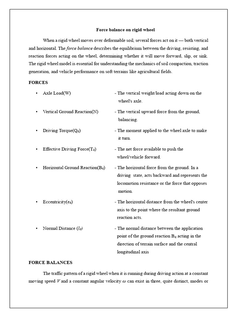 Force Balance On Rigid Wheel | PDF | Force | Wheel