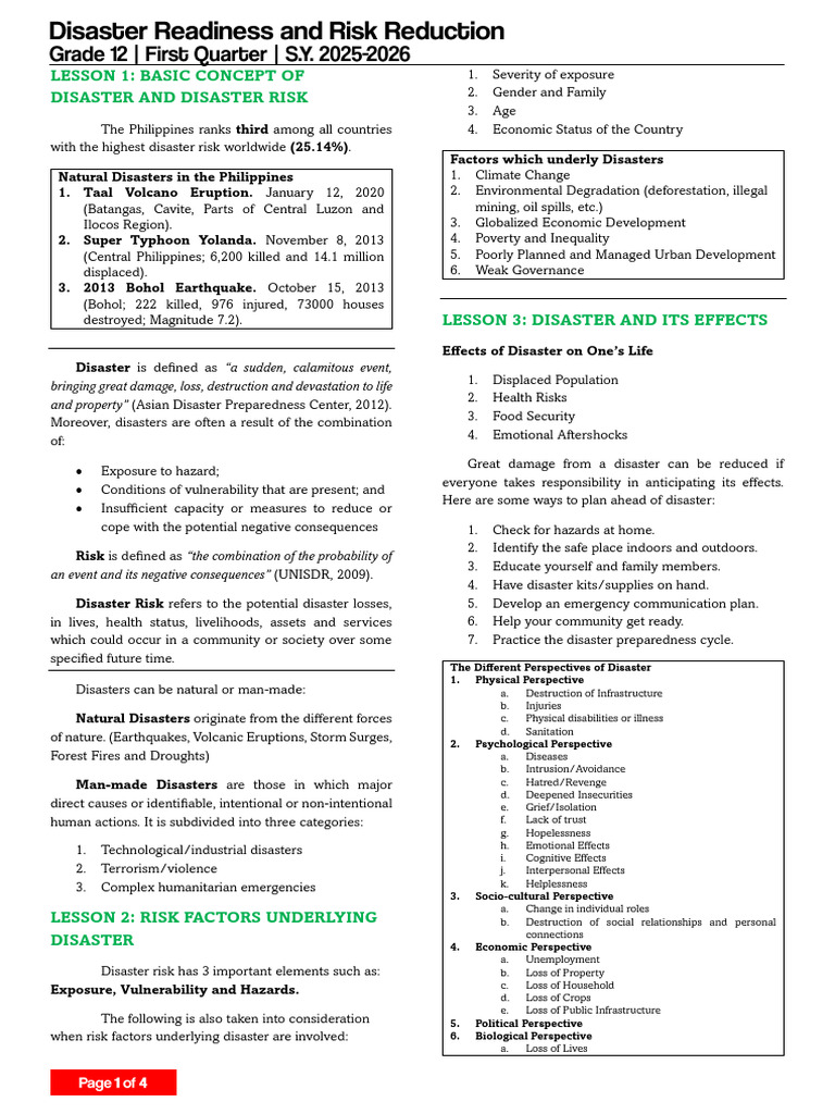 (Q1) Disaster Readiness and Risk Reduction | PDF | Volcano | Hazards
