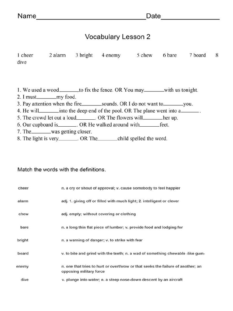 Vocabulary Lesson 2 Mix | PDF