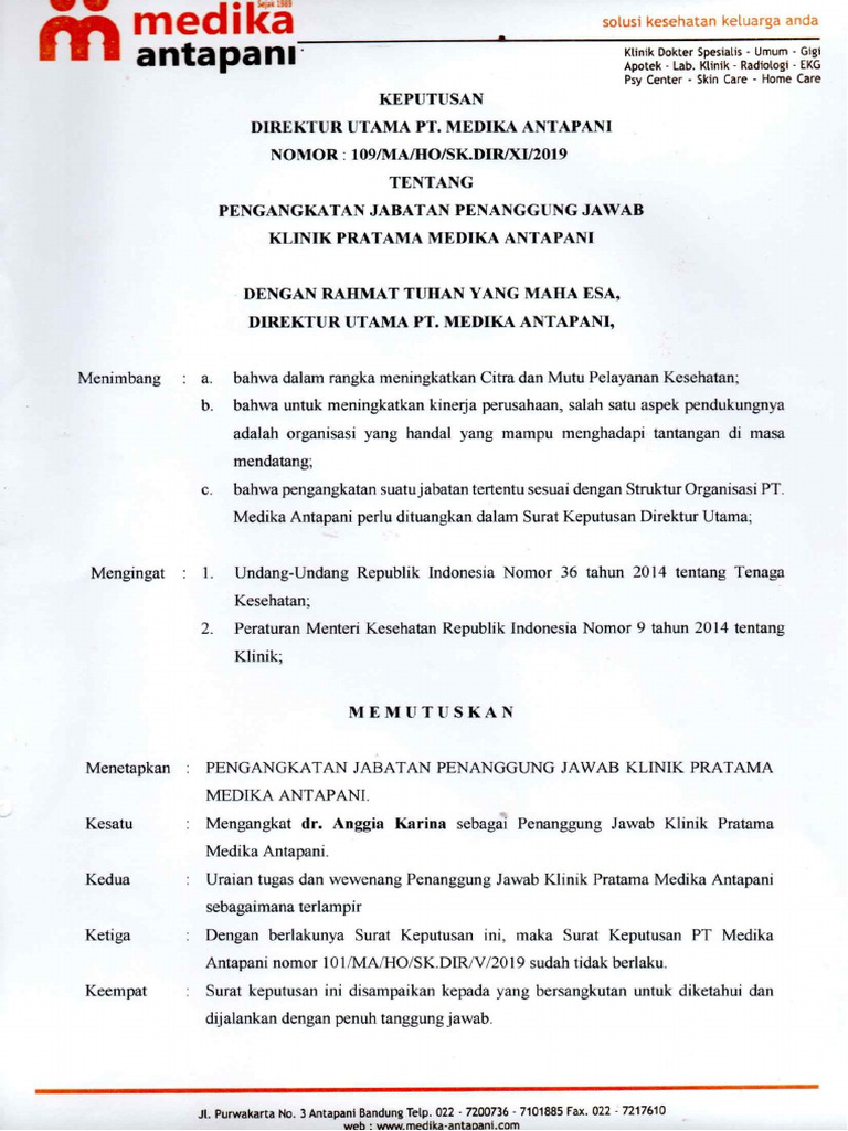 6 SK PJ KPMA Dr. Anggia Karina | PDF
