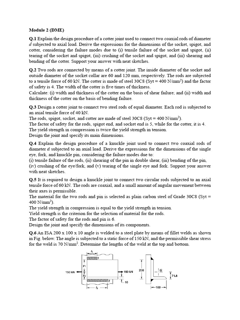 Tutorial Sheet - DME - Module 2 | PDF | Strength Of Materials | Bending