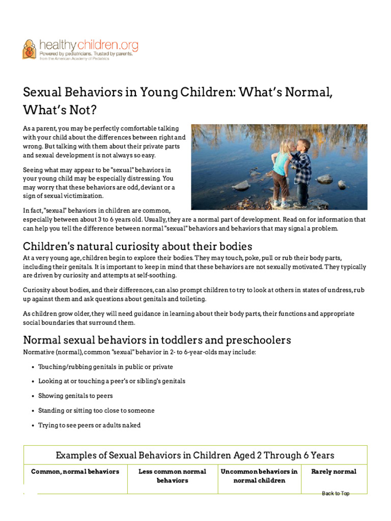 Sexual Behaviors in Young Children - What's Normal, What's Not | PDF ...