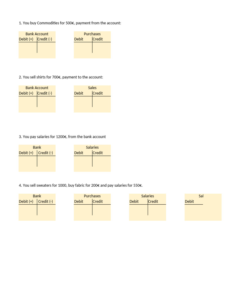 exercise lecture 3 - T accounts | PDF | Debits And Credits | Banks