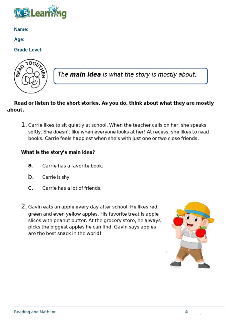 grade-1-main-idea-d | PDF | Recycling | Waste