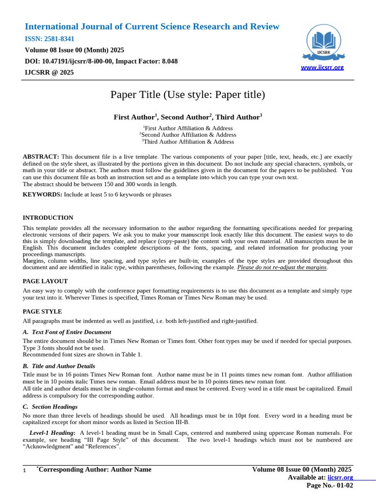 Manuscript Template | PDF | Document | Text