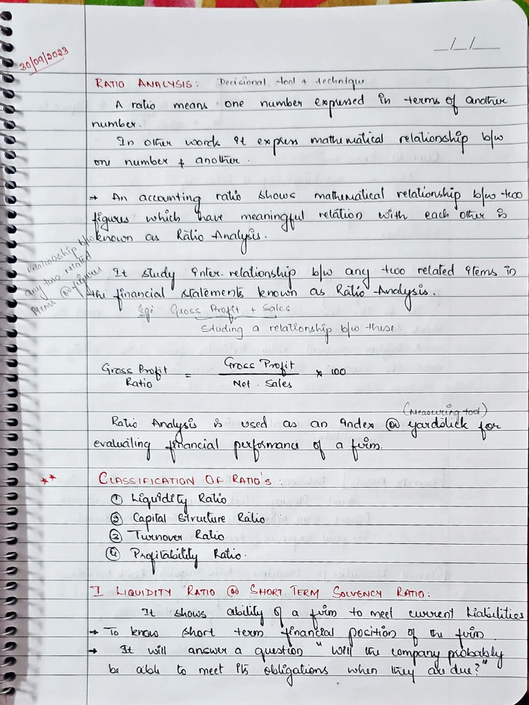 Management Accounting Ratio Analysis Notes | PDF