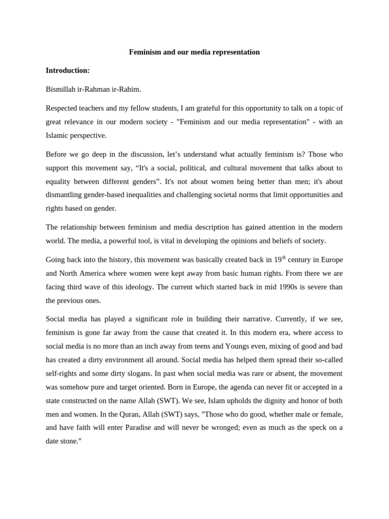 Feminism and Our Media Representation | PDF | Feminism | Gender Studies