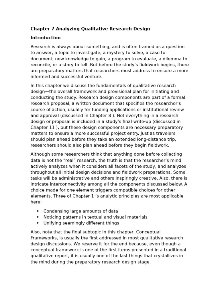 Chapter 7 Analyzing Qualitative Research Design | PDF | Qualitative ...