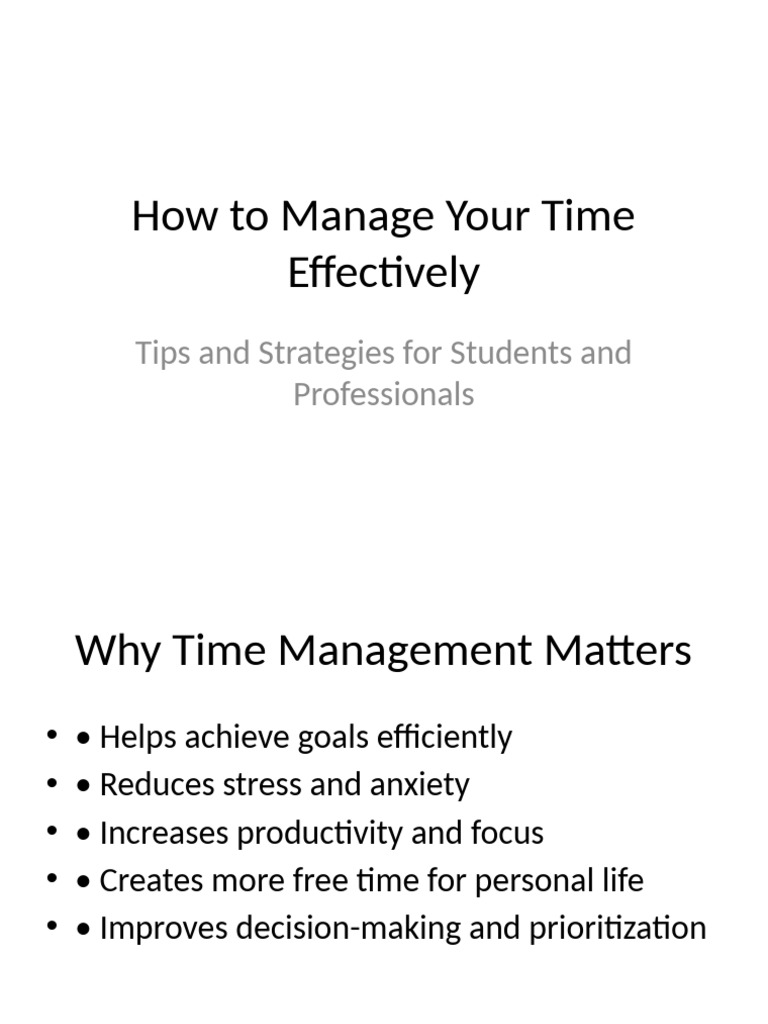 Effective Time Management Strategies | PDF