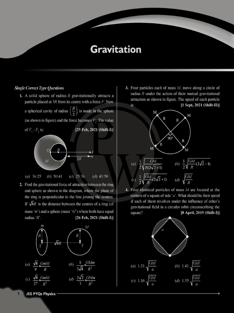 Gravitation PYQ Practice Sheet (2 Files Merged) | PDF