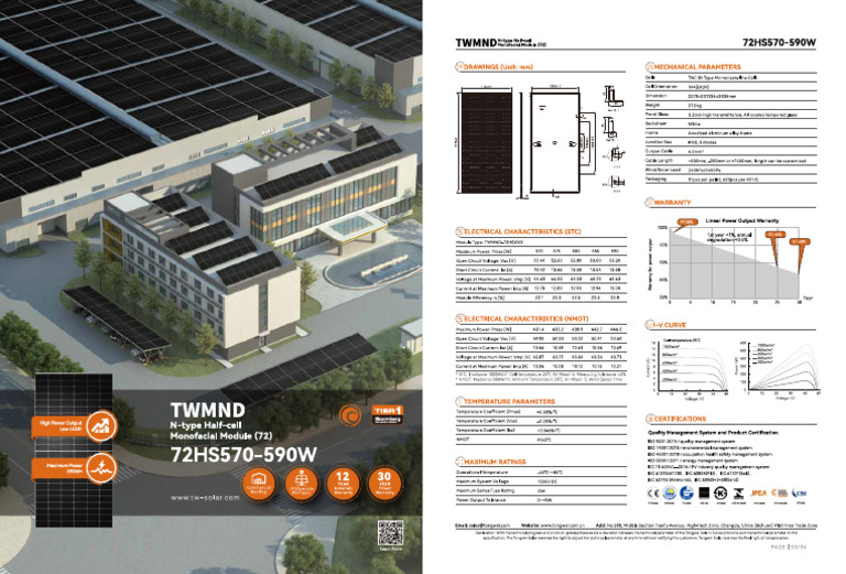 TWMND N-Type Half-Cell Monofacial Module 72HS-590W | PDF