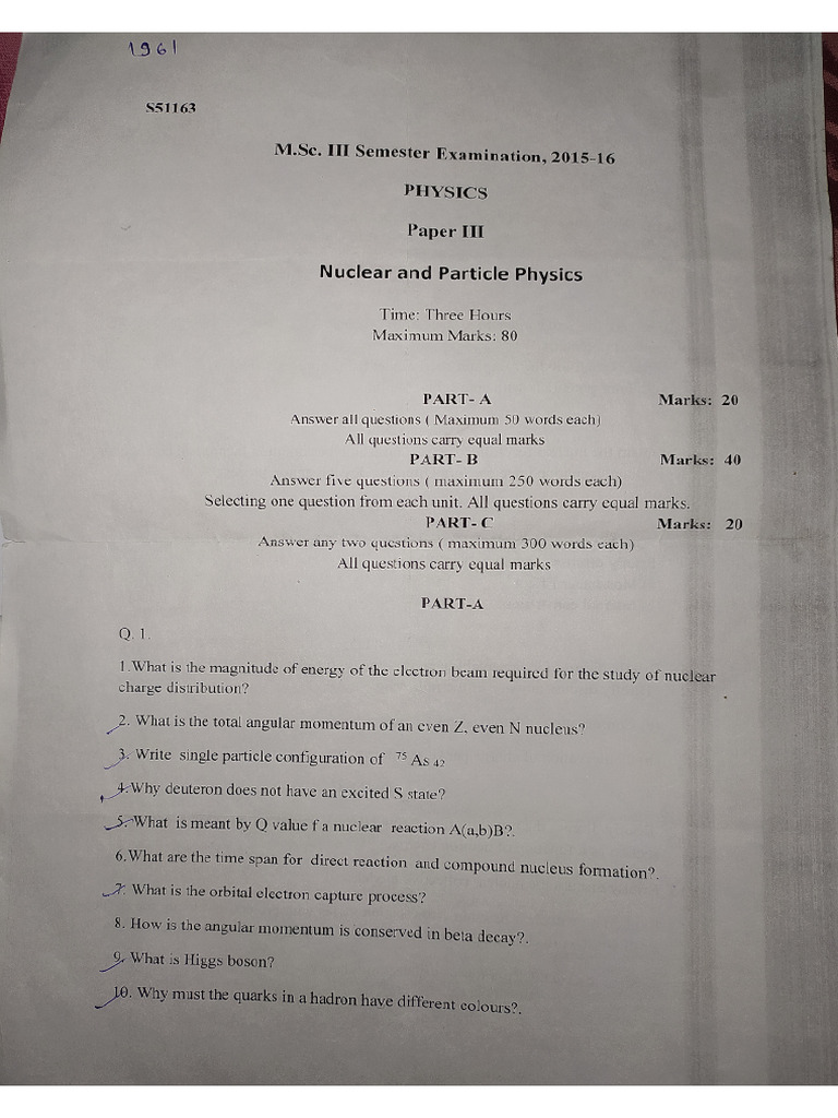 Nuclear Paper 2020-21 | PDF