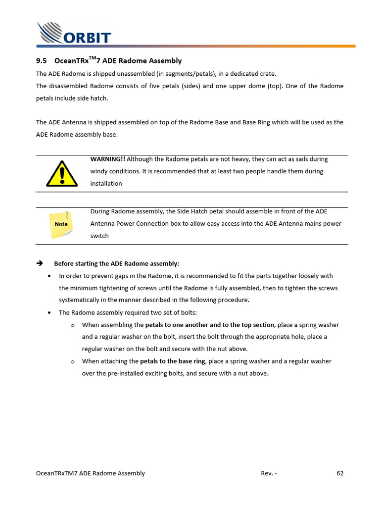 ADE Radome Assembly Instructions | PDF | Nut (Hardware) | Screw