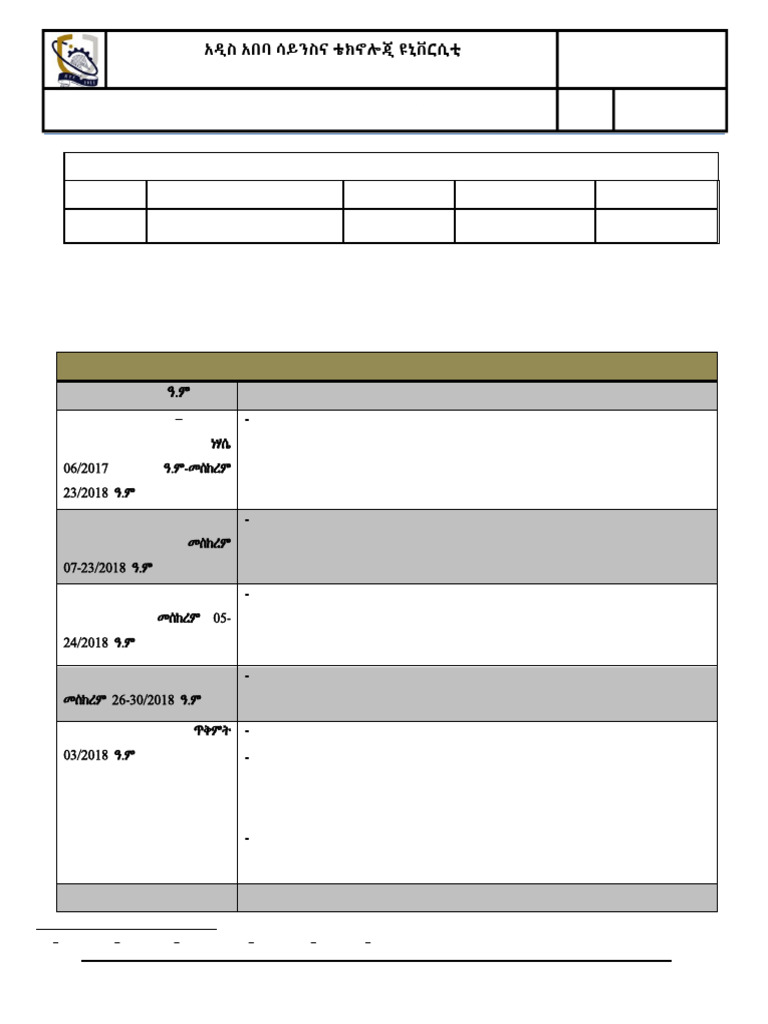 AASTU - Academic Calendar 2025 - 26 GC - Freshman | PDF | Academic Term ...