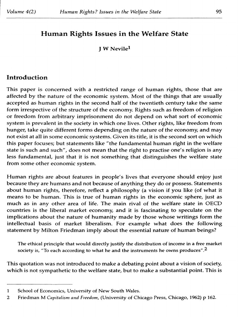 Neville Human Rights Issues and The Welfare State | PDF | Taxes ...
