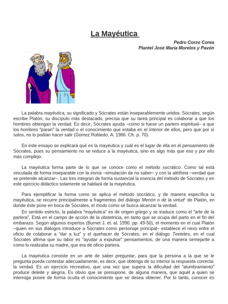 La Mayéutica en el Pensamiento Socrático | PDF | Sócrates | Platón