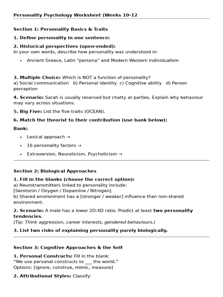 Workbook | PDF | Extraversion And Introversion | Psychology