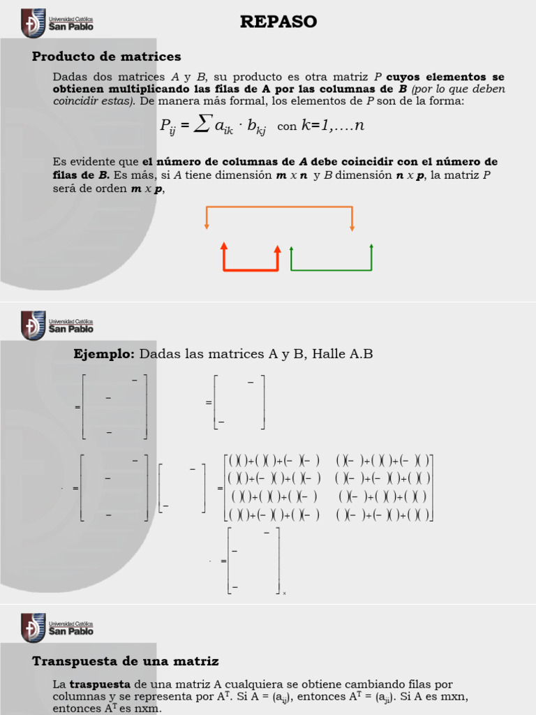 Producto de Matrices y Propiedades | PDF | Matriz (Matemáticas ...