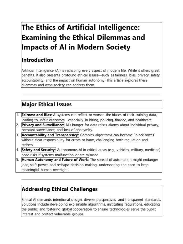 Ethical Challenges of Artificial Intelligence | PDF