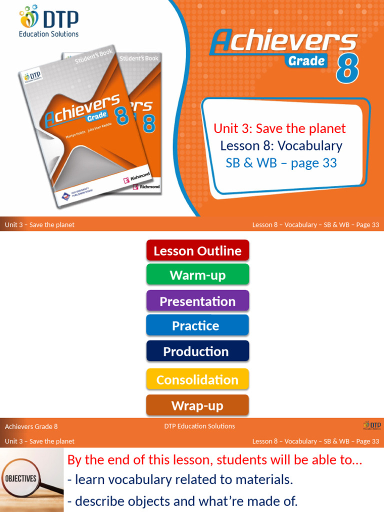 Unit 3 - Lesson 8 - SB & WB - Vocabulary - P33 | PDF