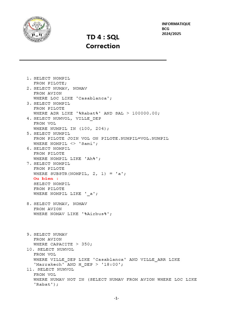 TD4 corr | PDF | Databases | Data Management