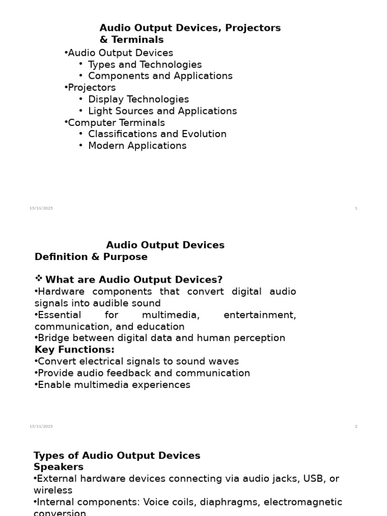 Audio Devices, Projectors, and Terminals Guide | PDF | Headphones ...