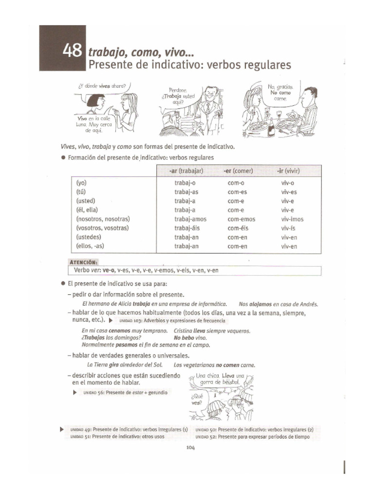 Presente de Indicativo: Verbos Regulares | PDF