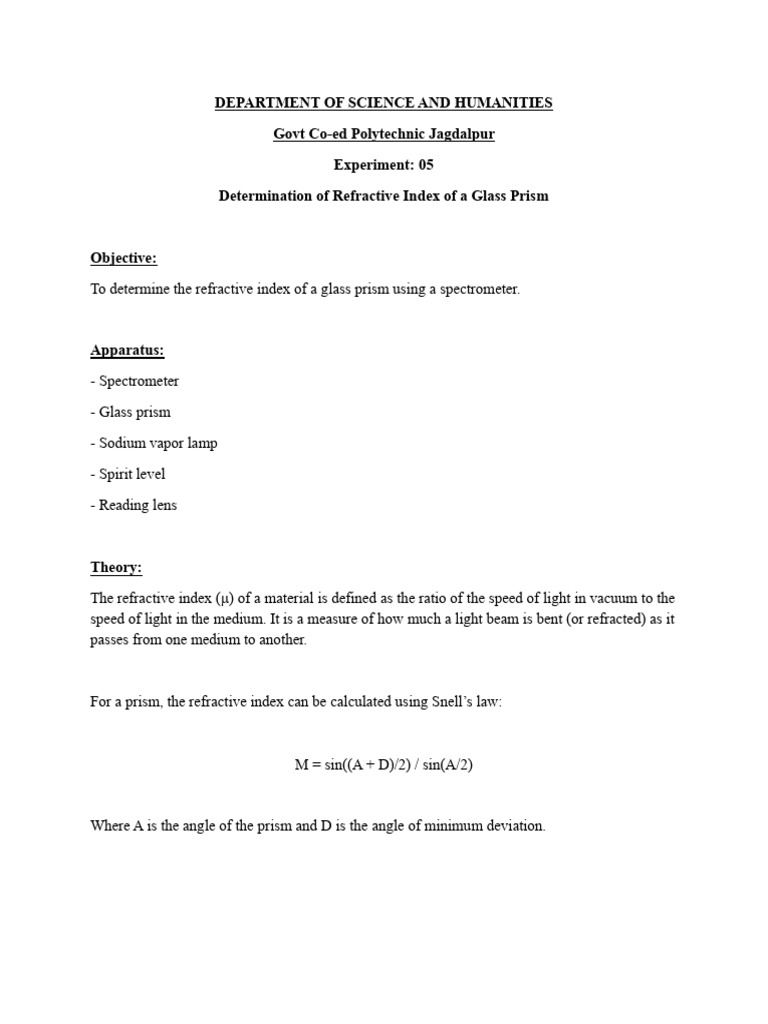 Applied Physics Lab 5 | PDF | Refractive Index | Refraction