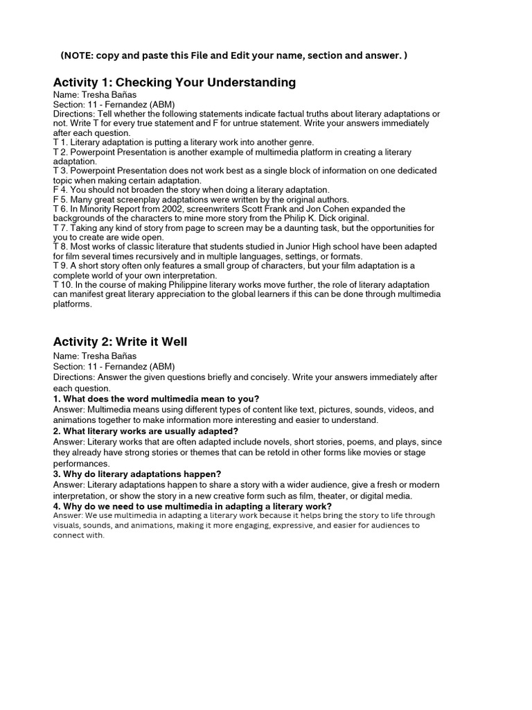 Understanding Multimedia in Literary Adaptations | PDF | Multimedia ...