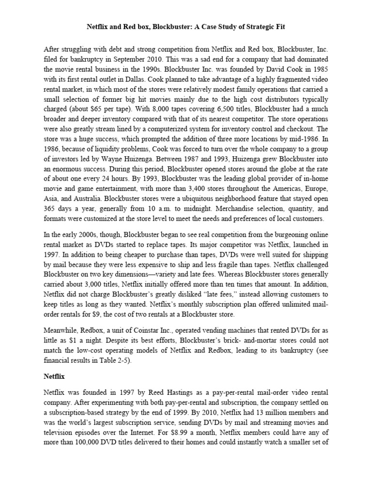 Blockbuster vs. Netflix & Redbox: Strategy Analysis | PDF | Netflix | Dvd