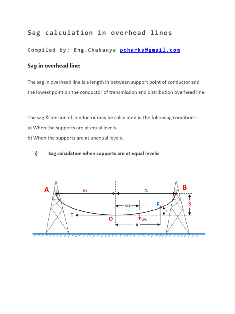 Sag Calculation in Overhead Line | PDF | Geometry