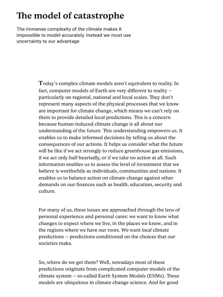 Today's Complex Climate Models Aren't Equivalent To Reality - Aeon ...