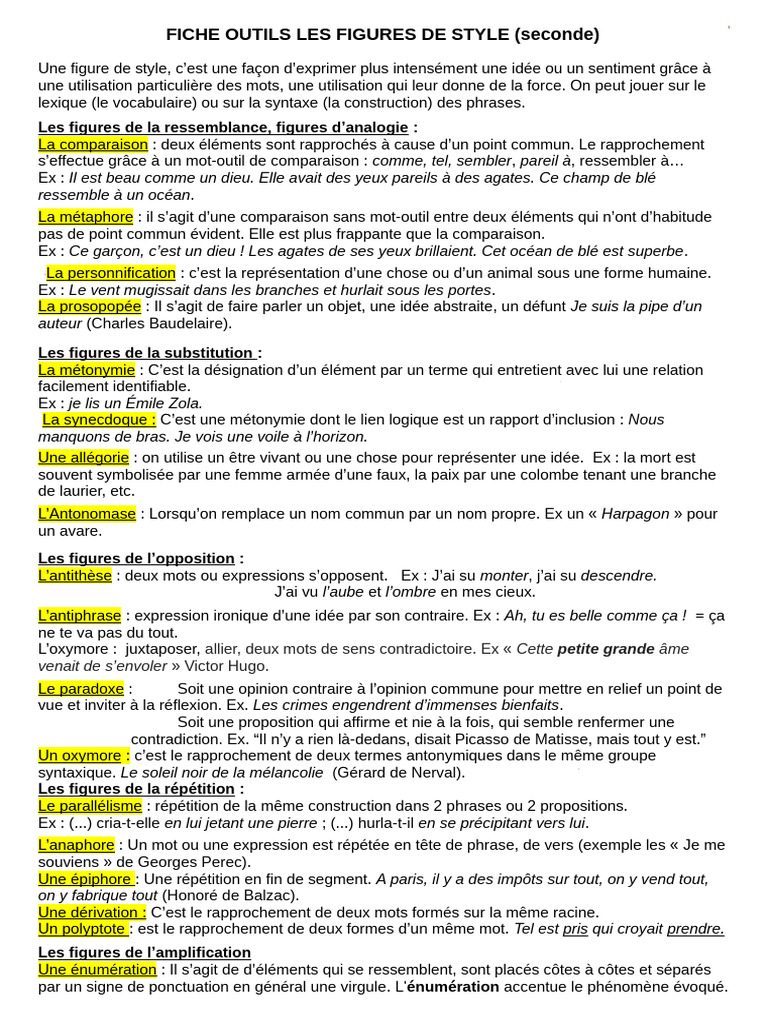 Figures de style : Guide complet | PDF | Rhétorique | Techniques de ...