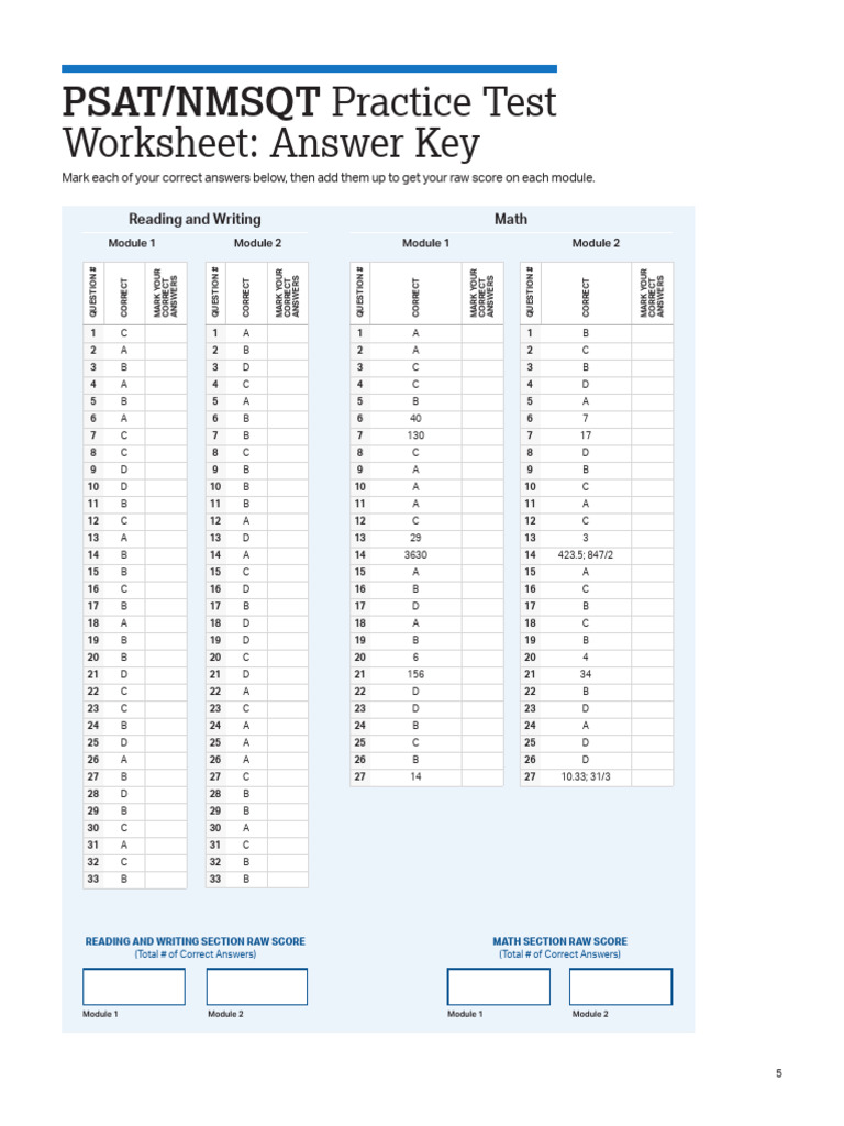 Psat Nmsaq Practice Test 2 CB Ak | PDF | Psat/Nmsqt