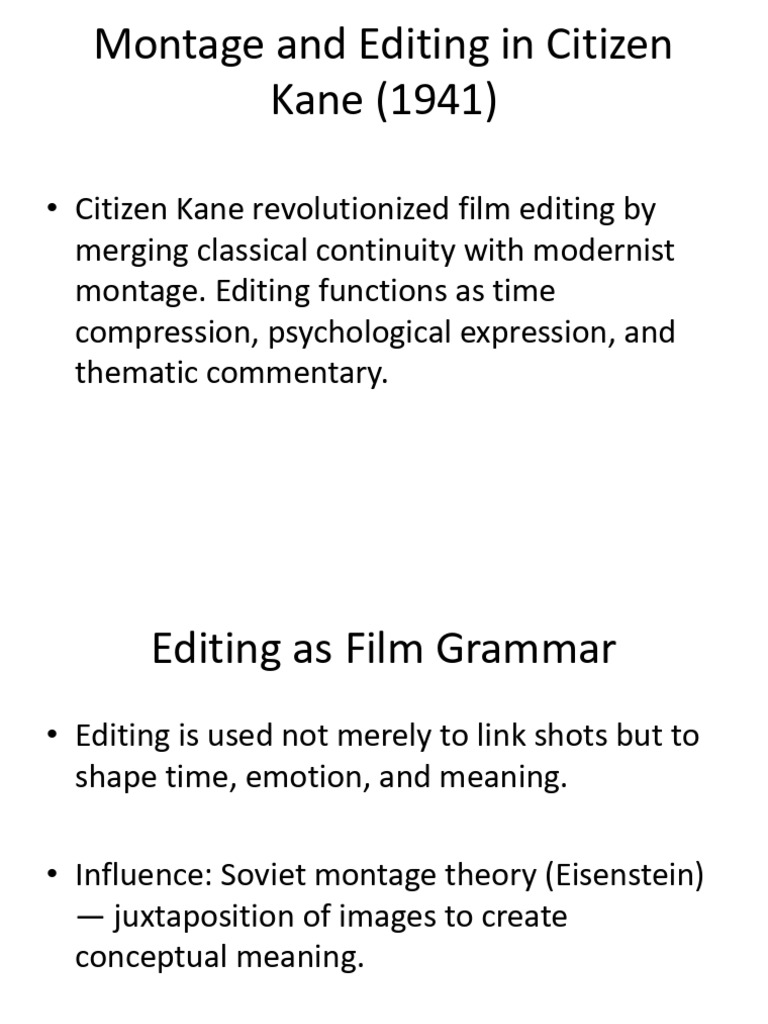 Citizen Kane Montage and Editing | PDF