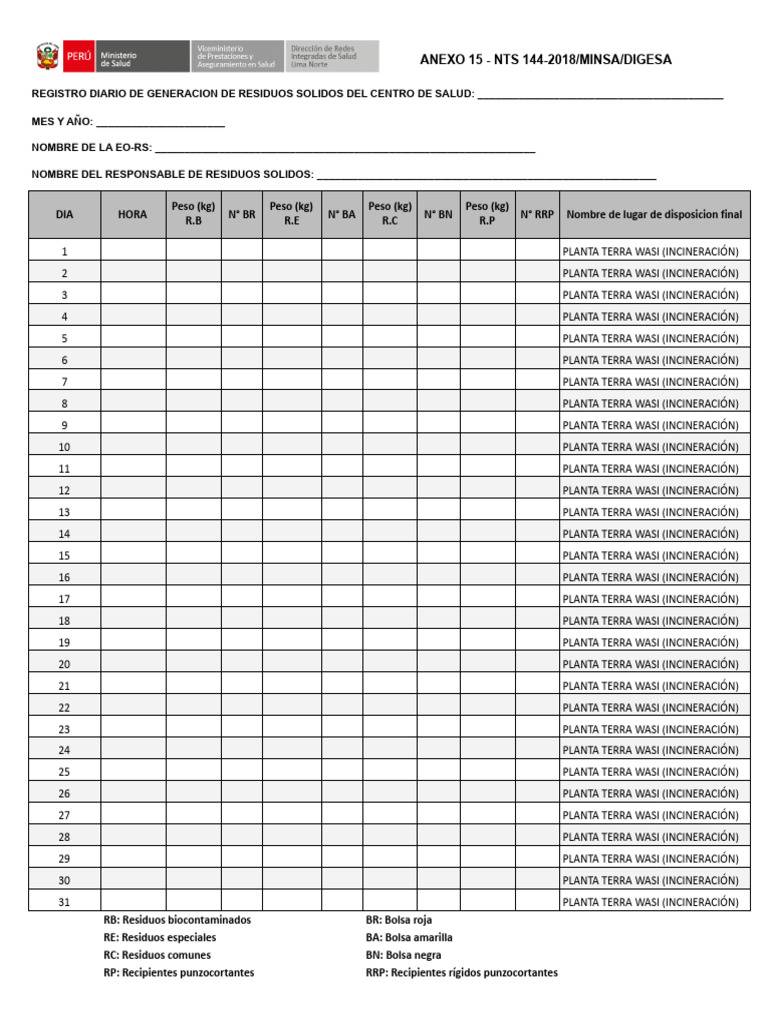 Ficha de Registro Diario (Anexo 15) | PDF