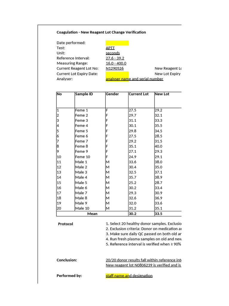 GEH New Reagent Lot Verification N0806239 | PDF | Clinical Medicine