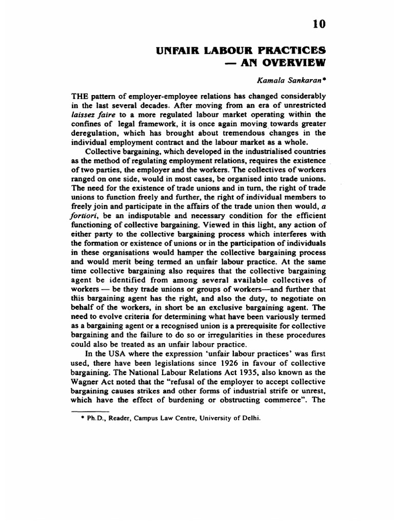 Unfair Labour Practices An Overview | PDF | Collective Bargaining ...