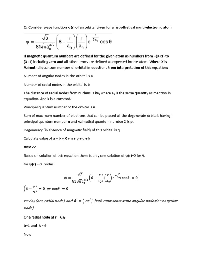 Atomic 8 Marks Question | PDF | Atomic Orbital | Electron
